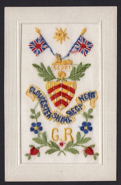 WW1 REGIMENTAL SILK Postcard -- The Gloucestershire Regiment £20.00 ...