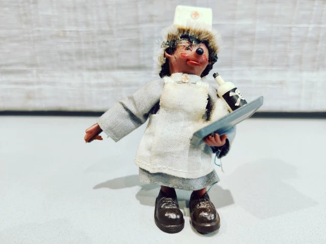 VINTAGE PETER MECKI Figure Steiff Hedgehog Nurse With Medicine Tray ...