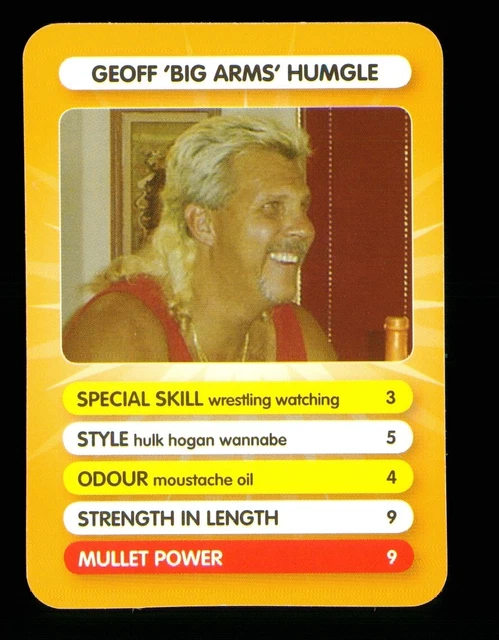 1 X INFO card Mullet Haircut GEOFF 'BIG ARMS' HUMGLE - S31 £2.48 - PicClick UK