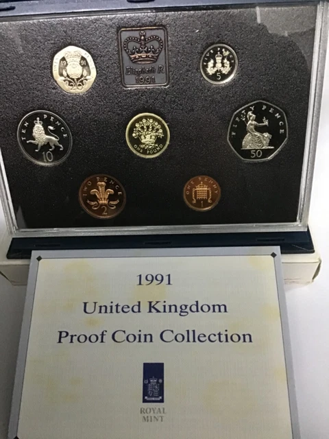 ROYAL MINT 1991 UK Proof Coin Collection 7 Coin Set Pack + COA Boxed £ ...