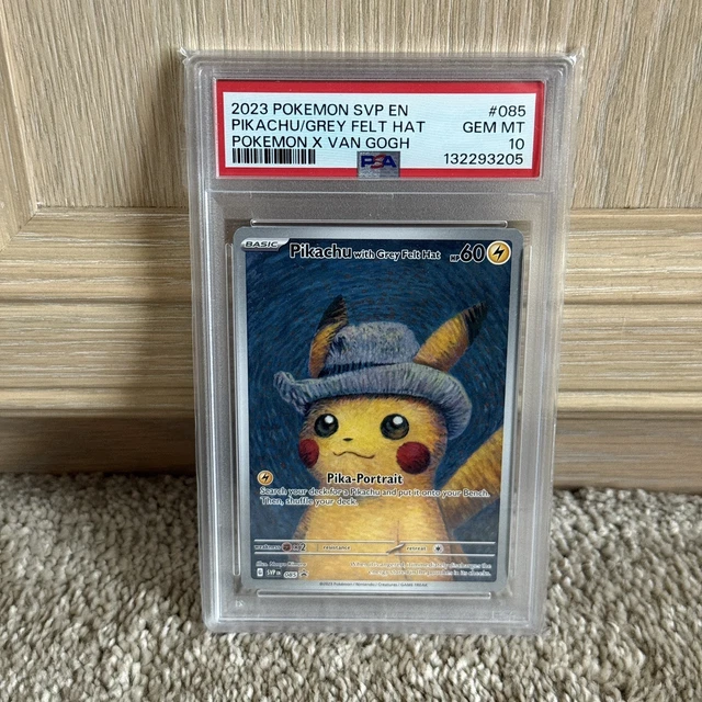 PIKACHU WITH GRAY Felt Hat SVP 085 Van Gogh Promo 2023 PSA 10 Gem Mint ...