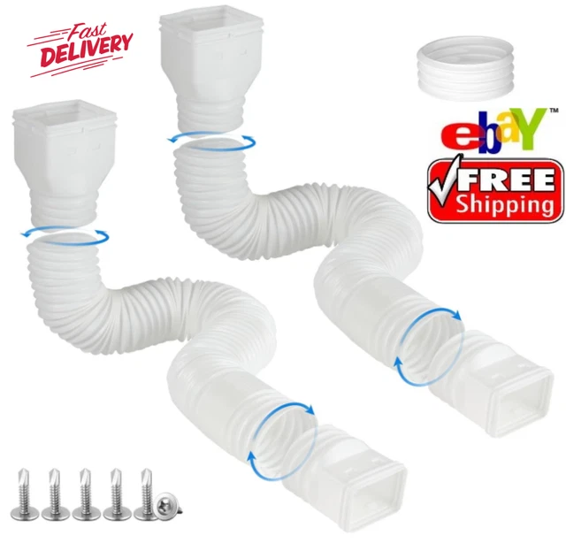 2 PACK RAIN Gutter Downspout Extensions Flexible Spout Drain Extender ...