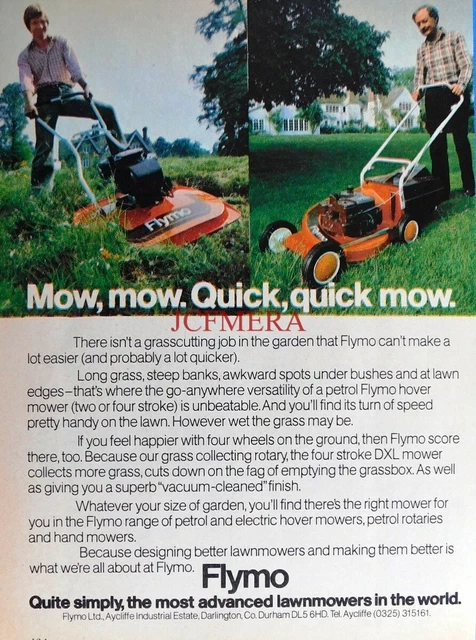 VINTAGE 'FLYMO' ROTARY Motor Lawn Mowers Advert - Original 1979 Print £ ...