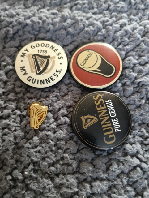 VINTAGE GUINNES PIN Badges Harp and 3 button Badges £14.99 - PicClick UK