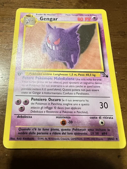 CARTA POKÉMON GENGAR PRIMA EDIZIONE SET BASE 20/62 (ITA) EUR 60,00 ...