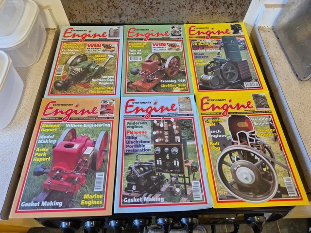 6 X STATIONARY Engine Magazine No's 340,341,332,343,344,345 July - Dec ...