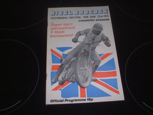 NIGEL BOOCOCK TESTIMONIAL Speedway Programme 22.6.1975 At Coventry ...