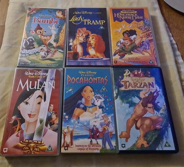 WALT DISNEY VHS Bundle, 6 Tapes. Pocahontas, tarzan, bamb, Mulan, lady ...