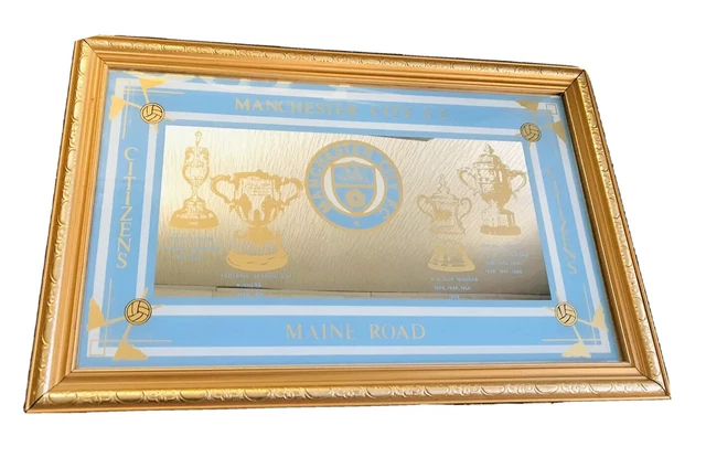 MANCHESTER CITY MIRROR VINTAGE LARGE Man City 70s 80s Football Frame ...