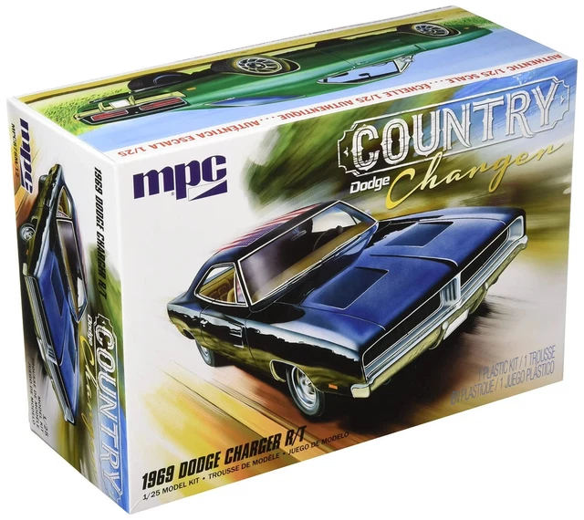 MPC &COUNTRY CHARGER& 1969 Dodge Charger R/T 1:25 Plastic Model Car Kit ...
