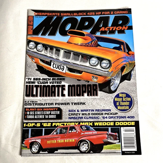 MOPAR ACTION MAGAZINE Hemicuda Dodge Muscle Cars February 2014 £4.00 ...