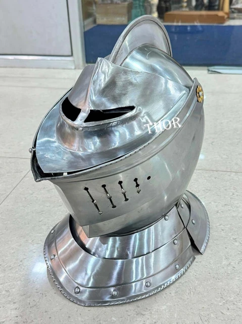 MEDIEVAL CLOSE HELMET Battle Warrior Knight Armor Helmet open face ...