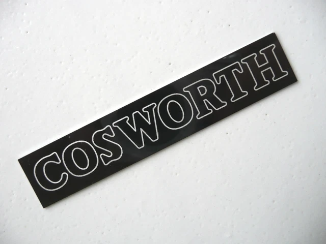 INSIGNE DE BLOC moteur "Cosworth", logo, plaque, 73 mm x 14 mm x 0,5 mm ...