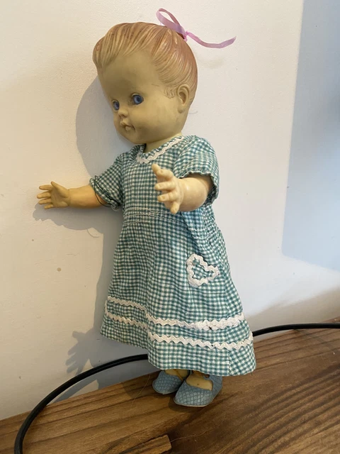 VINTAGE 1950S PEDIGREE Hard Plastic Jointed Child Doll Blue Eyes 12 ...