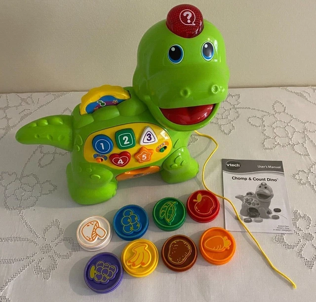 VTECH CHOMP AND COUNT DINO COMPLETE WITH 8 FOOD COINS COUNTING, HEALTHY ...