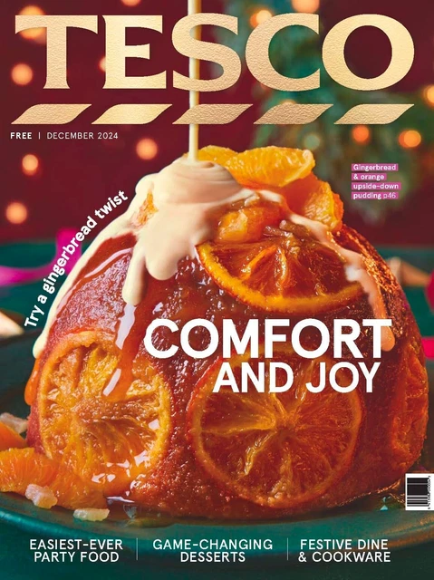 TESCO FOOD MAGAZINE - December 2024, Gingerbread & Orange upside-down ...