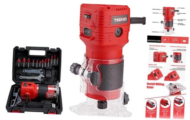 WOOD ROUTER, 650W 110V Compact Router Tools for Woodworking, 32000 RPM ...