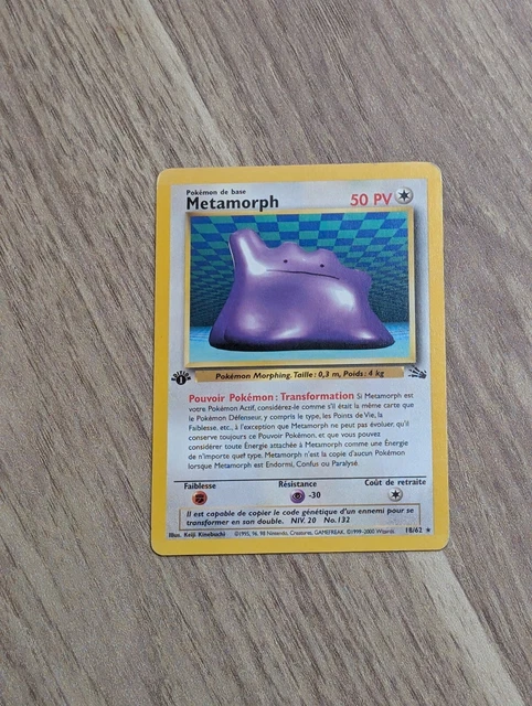 CARTE POKÉMON : Metamorph 18/62 Edition 1 Fossile Wizards Française EUR ...