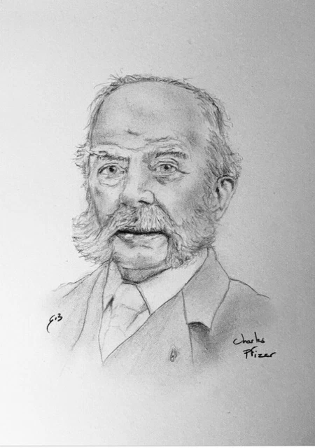 CHARLES PFIZER DESSIN portrait au crayon Signé de Frederic Branka ...