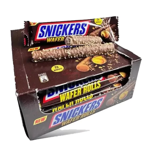SNICKERS WAFER ROLLS Milk Chocolate Crispy Wafer Rolls 60 x 24 g Full ...