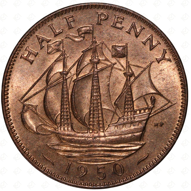 1950 GREAT BRITAIN George VI Half Penny Coin – Dies 2+O – Bronze £3.00 ...