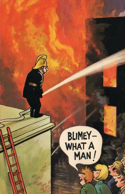COMIC RUDE RISQUE Bamforth Blimey What A Man Fireman's Big Hose ...