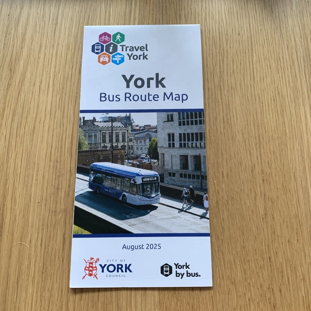 TRAVEL YORK: York Bus Route Map August 2025 edition £1.95 - PicClick UK