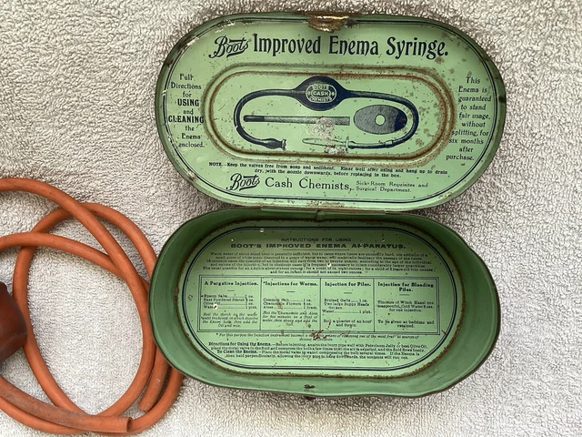 VINTAGE BOOTS IMPROVED Enema Syringe In Original Tin £4.87 - PicClick UK