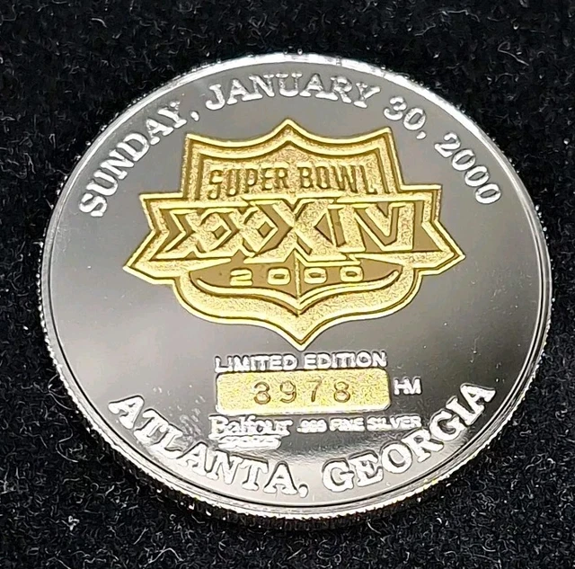 SUPER BOWL XXXIV ATL SILVER GAME COIN TITANS vs RAMS, 1OZ .999 SILVER ...