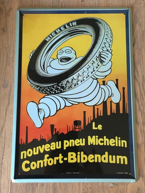 PLAQUE EN TÔLE Bibendum Michelin vintage garage plaque métal réédition 35x24cm EUR 12,00 ...