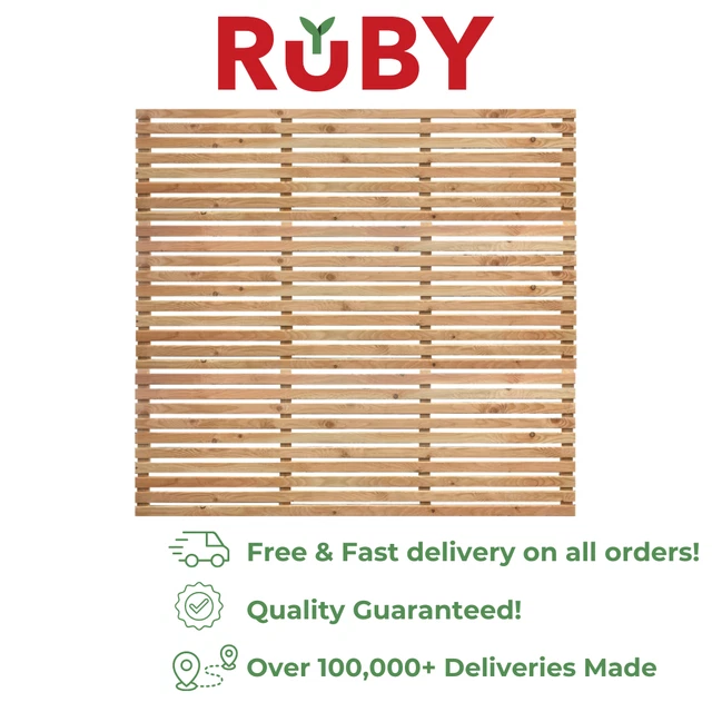 LARCH HORIZONTAL SLATTED Fence Panels Ruby Wooden Fencing Garden Fence £88.26 - PicClick UK