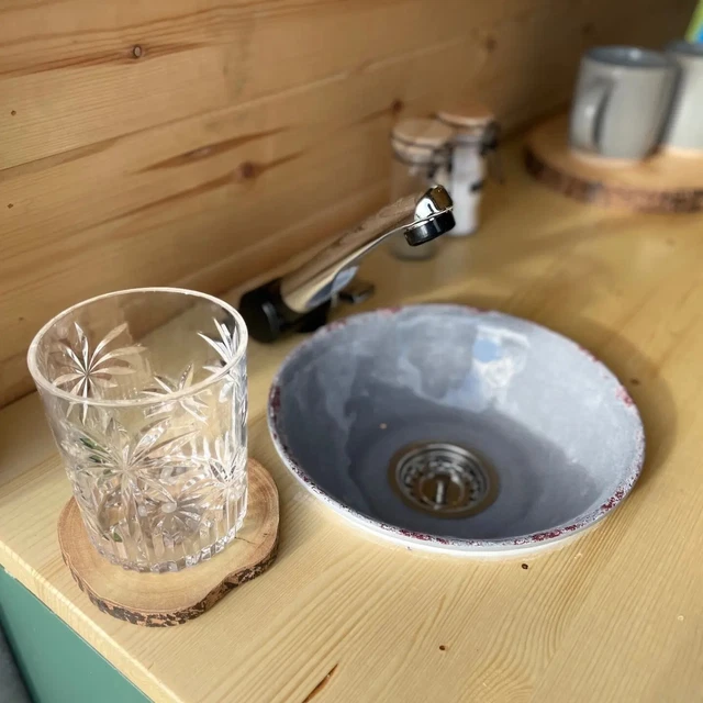 GREY SMALL CAMPERVAN Mini Sink Basin with plug For Micro Camper Self ...