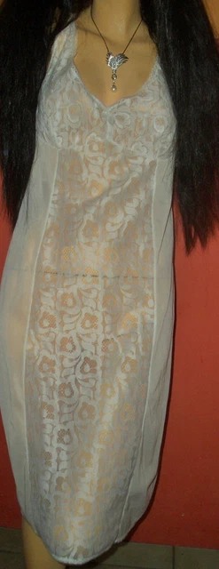 FEMININES VINTAGE DDR Spitzen Dederon Unterkleid Gr. 44 Pin Up Negligee ...