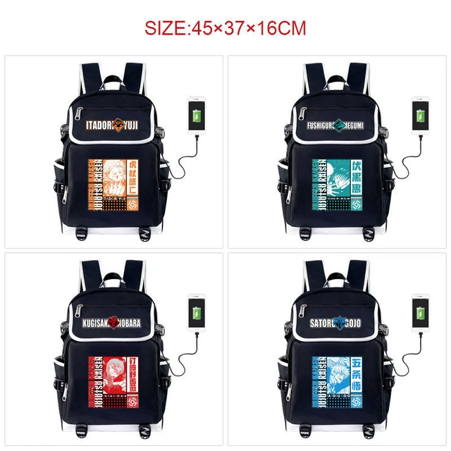 JUJUTSU KAISEN SATORU Gojo Backpack Black USB Student School Shoulder ...