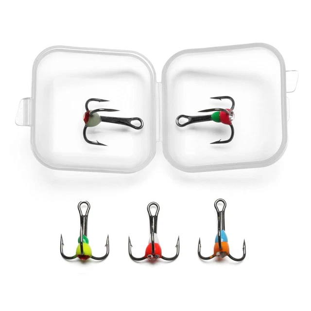 WINTER DIAMOND EYE Trebles Hooks Barbed Barbed Ice Fishing Hooks Three ...