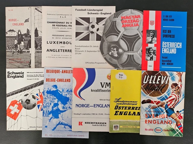 ENGLAND AWAYS - 10 different Foreign away football programmes 1960s to ...