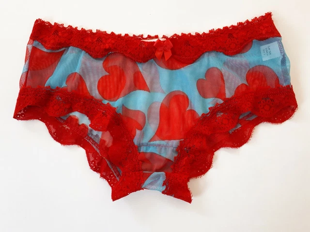 SHIRLEY OF HOLLYWOOD Sheer Red Heart Panty S M L Women's Designer ...