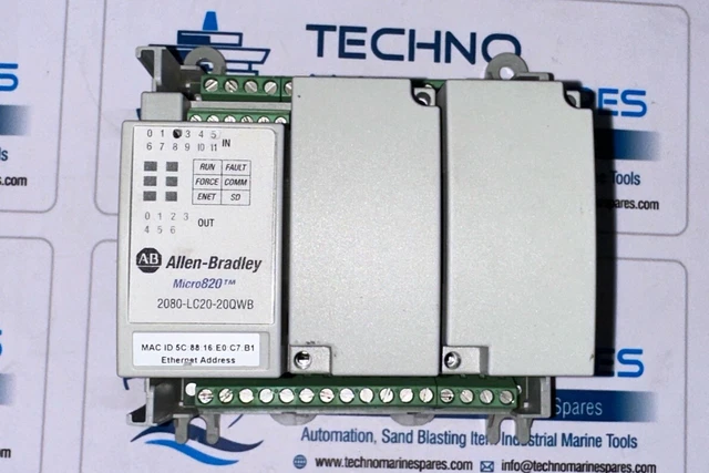 ALLEN-BRADLEY MICRO820 PLC 2080-LC20-20QWB Ethernet I/P Controller Used ...