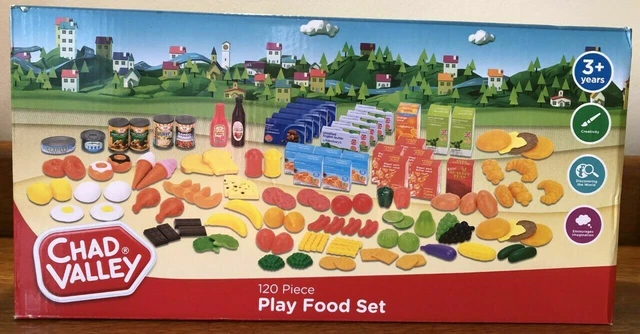 CHAD VALLEY PLAY FOOD SET 120 Pieces Age 3+ Shopping Toy Gift Kit New ...