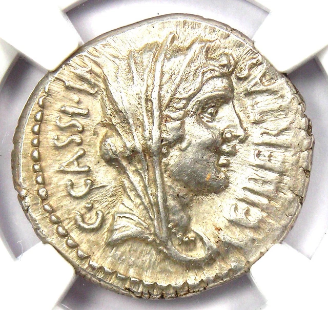 CASSIUS AR DENARIUS Libertas Spinther Coin 42 BC - Certified NGC AU ...