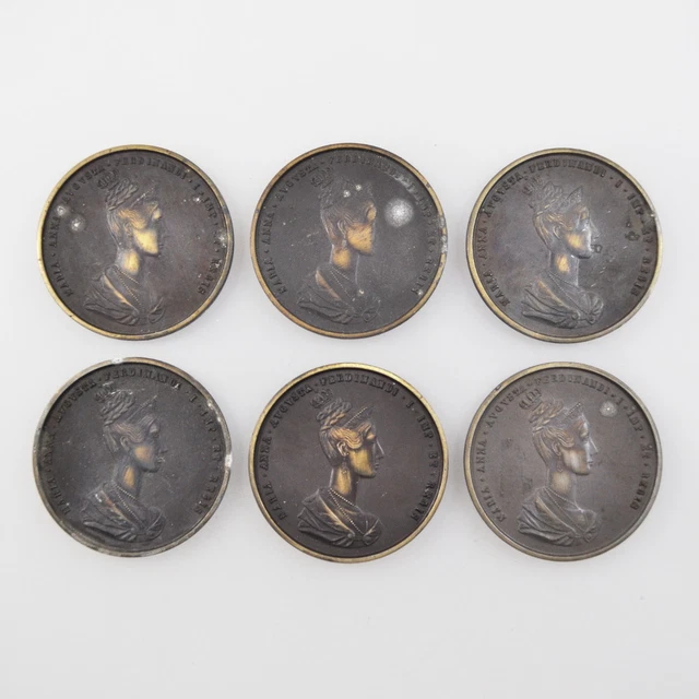 6 X MEDAL - Maria Anna Avgvsta Ferdinandi I Imp et Regis - Ø 75mm ...