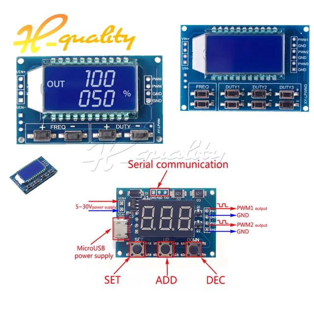 SIGNAL GENERATOR PWM Pulse Frequency Duty Cycle Adjustable Module LCD ...