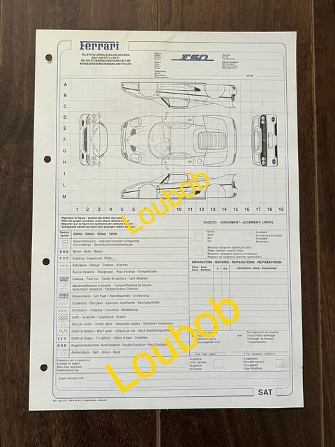 FERRARI F50 DEALER production inspection sheet ( brochure owners manual ...