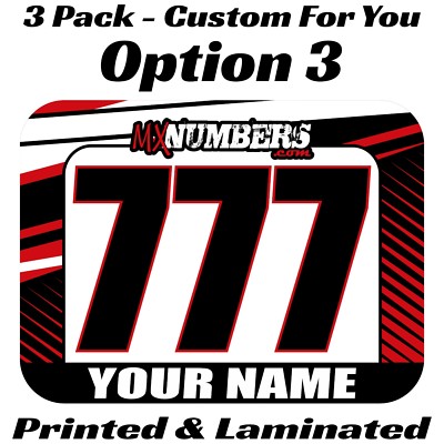 MOTOCROSS MINI NUMBER Plate Decal Stickers Custom Name Race MX SX ATV ...