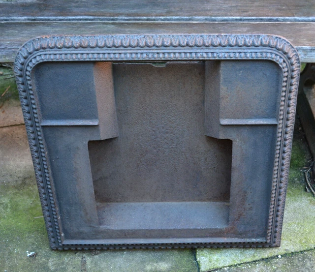 ANTIQUE CAST IRON FIREPLACE FIRE SURROUND INSERT VICTORIAN BACK PLATE ...