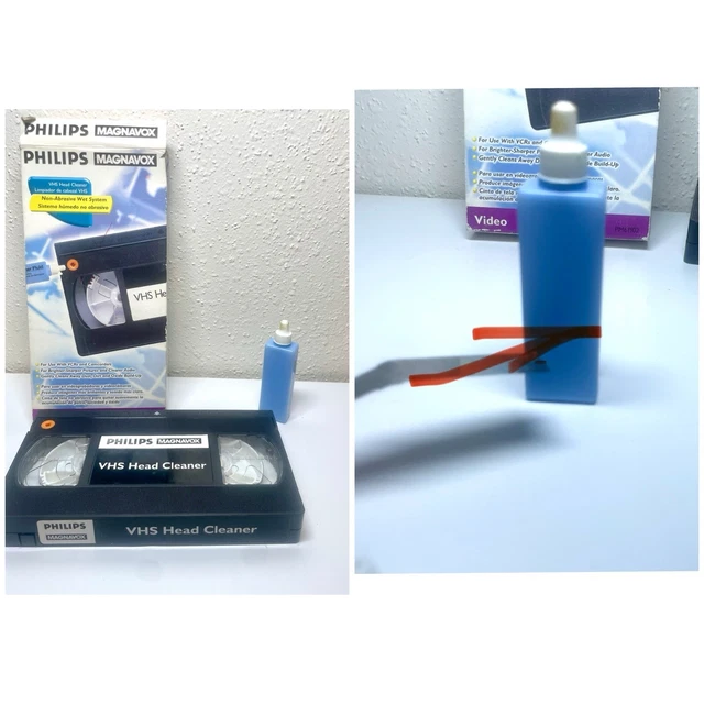 PHILIPS MAGNAVOX VHS VCR Head Cleaner Wet System Solution Fluid Mostly ...