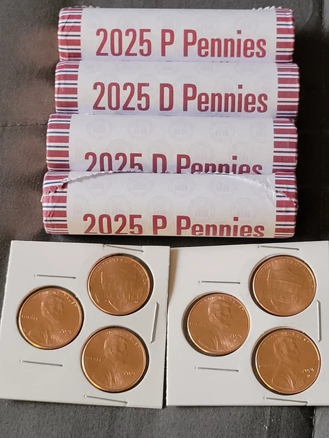 2025 P AND 2025 D Lincoln Uncirculated penny coins, 3 Each P&D - 6 ...