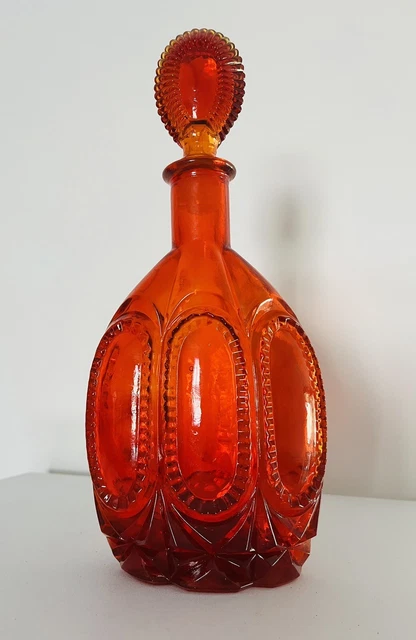 RARE HTF RED/ORANGE Mardi Gras (Jewel) Genie Bottle Decanter with ...