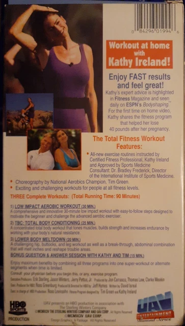 KATHY IRELAND TOTAL Fitness Workout (VHS, 1994) 90 MINUTES 3 SÉANCES D ...
