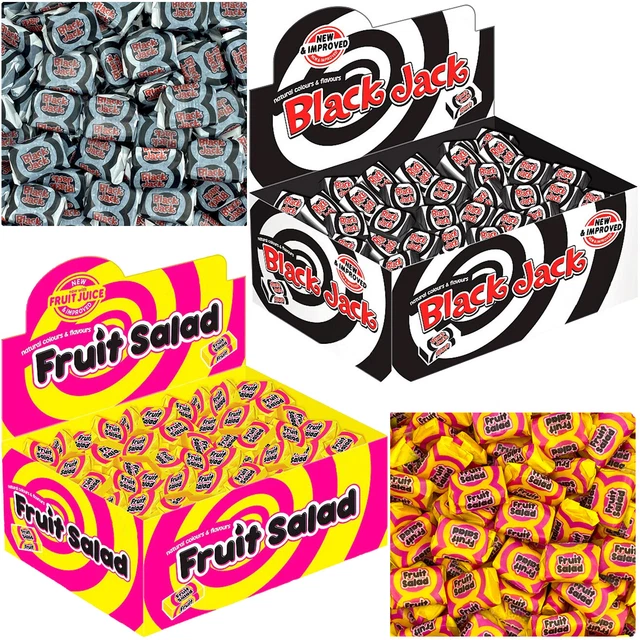 Party Candy Gummy Black Jacks Fruit Salad Chews - Retro Pick & Mix ...